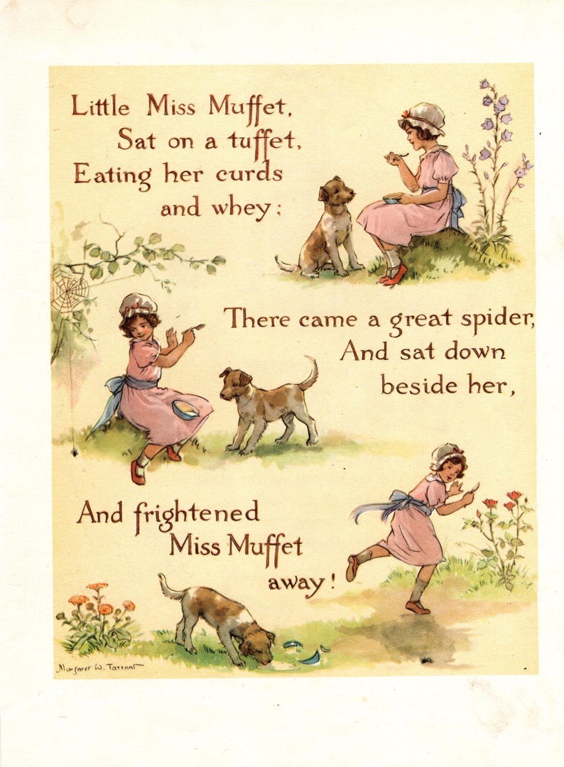 Margaret Tarrant 'little Miss Muffet' Vintage Nursery Rhyme Print - Etsy
