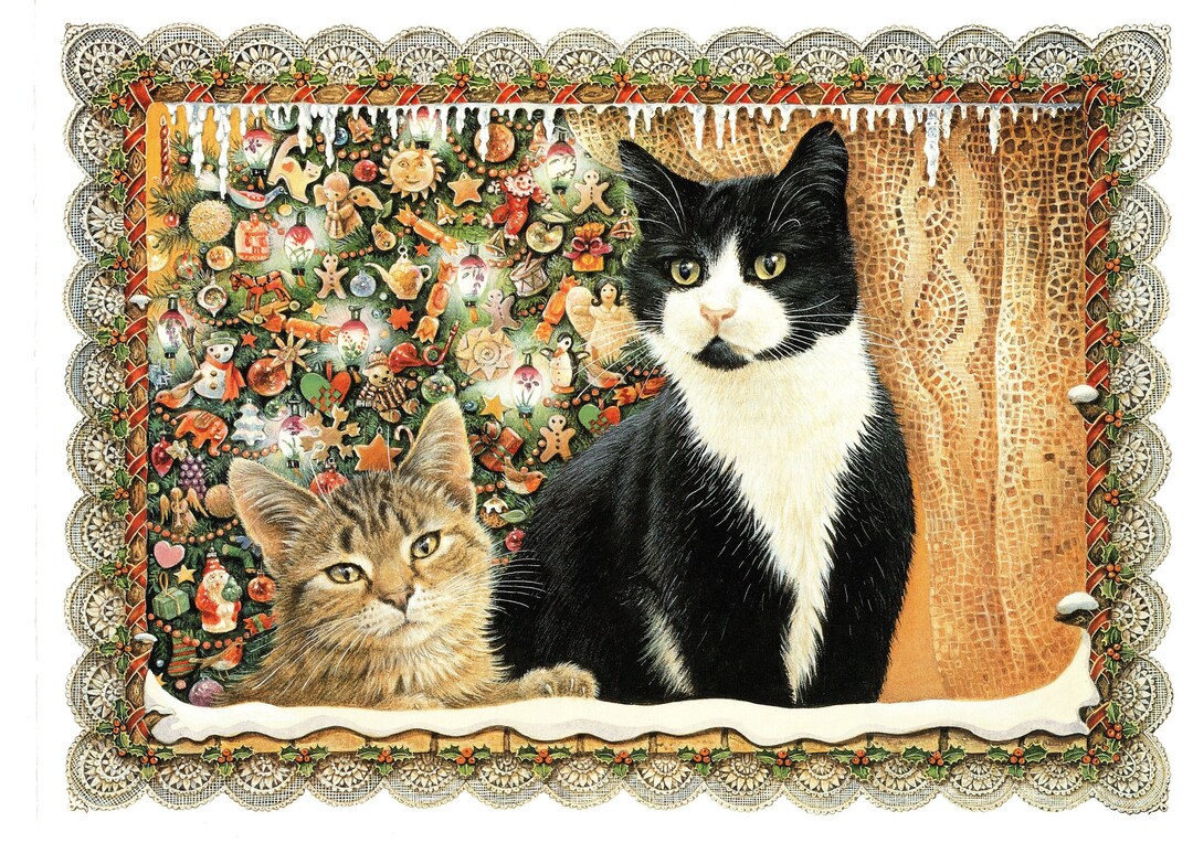Lesley Anne Ivory Cats and Carols Vintage Christmas Print - Etsy