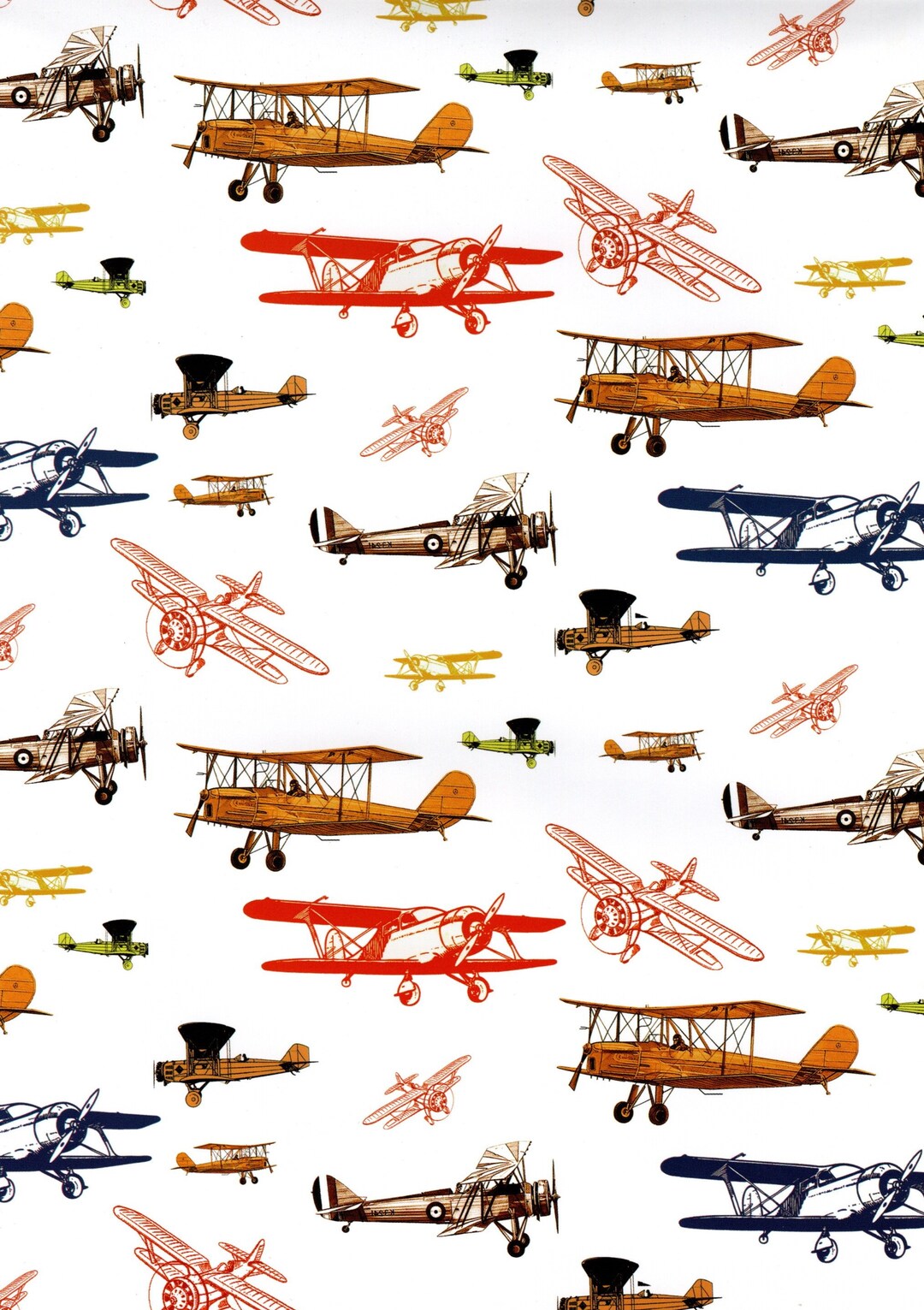 VINTAGE PLANES Wrapping Paper X3 Aeroplanes, Biplanes, Transportation ...