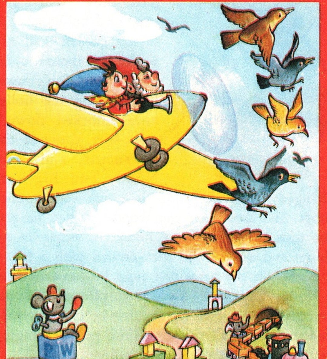 1963 noddy and the Aeroplane Original Vintage Print Baby Shower ...