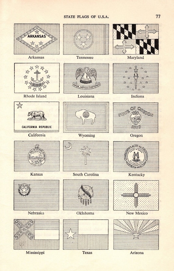 1957 Rare Original Vintage Flag Print State Flags of USA | Etsy