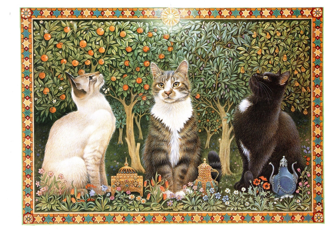 Lesley Anne Ivory "cats and Carols" Vintage Cat Print, 1995 - Etsy