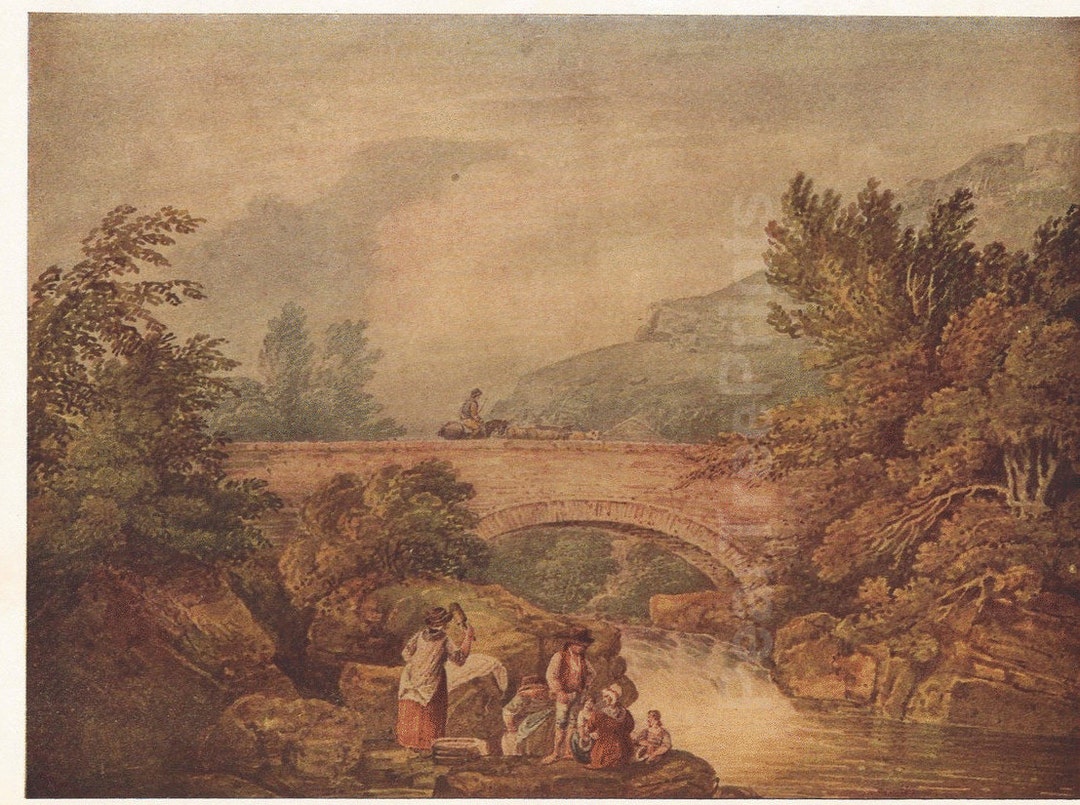 James Baynes "bridge Over Stream" Vintage Art Print – 1940 British ...