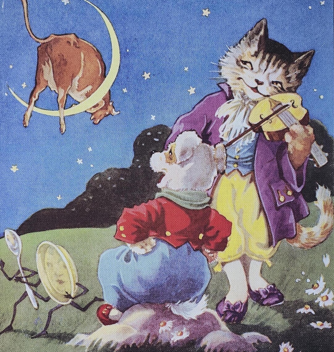 Vintage Hey Diddle Diddle Nursery Rhyme Poster: Classic Children's ...