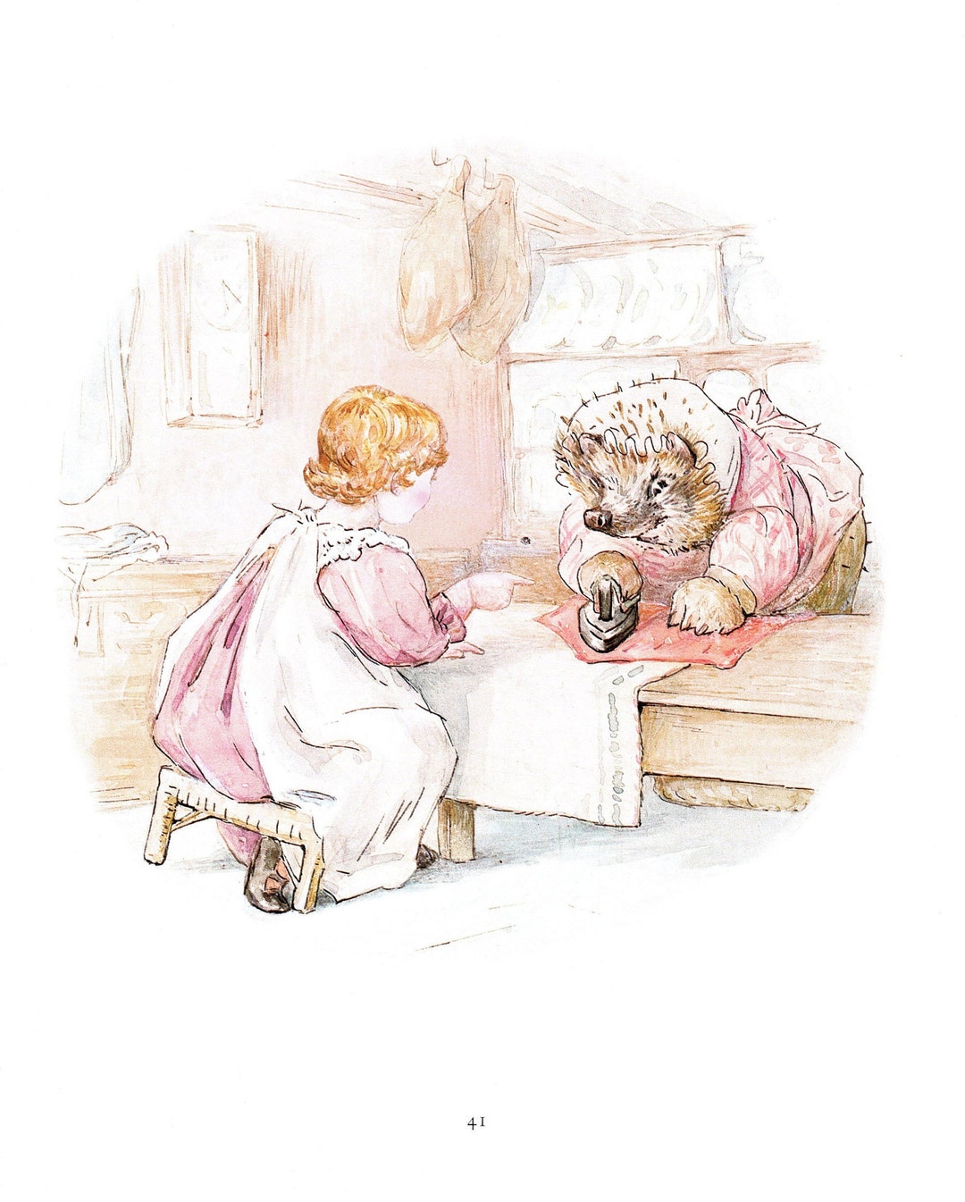 Vintage Beatrix Potter Original Large Print - Mrs Tiggy-winkle & Lucie ...