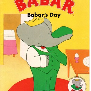 1990 Babar the Elephant Book Cover Print: Vintage Children's Nursery ...