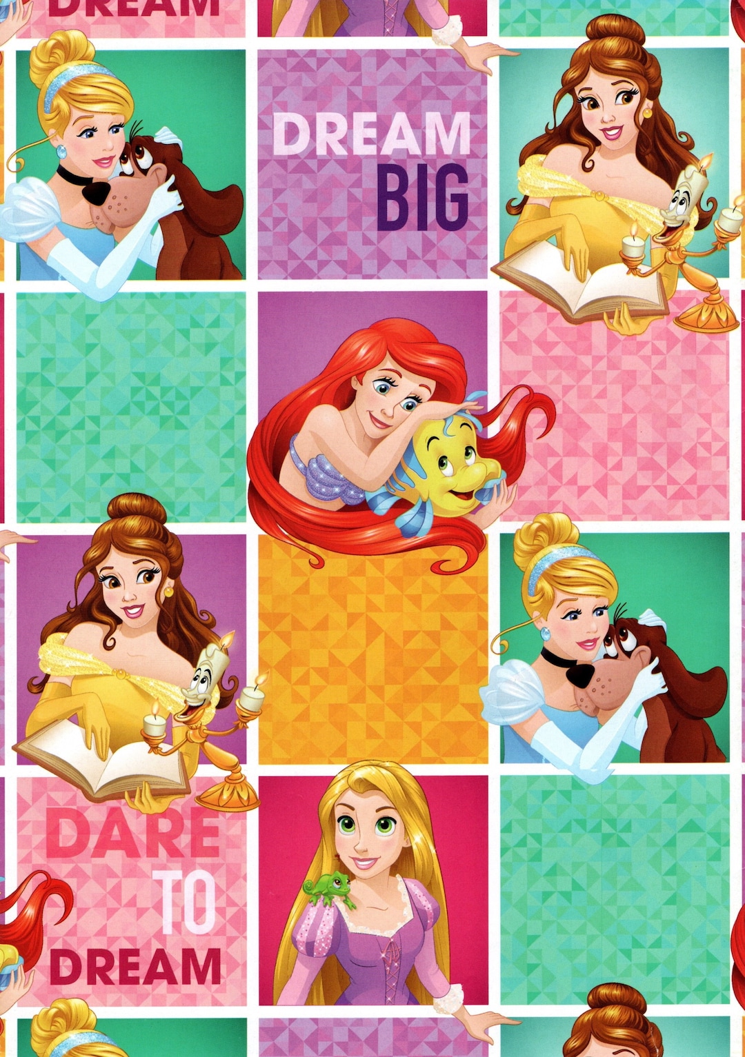 DISNEY PRINCESS Wrapping Paper - Cinderella, Belle, Ariel - Birthdays ...