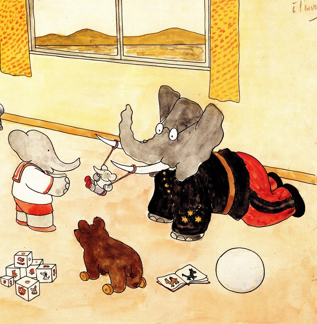 Babar the Elephant Art Print: Vintage Children's Room Decor - Etsy