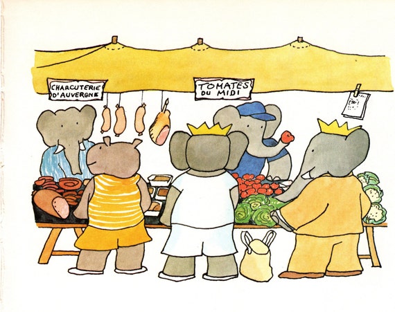 1981 Babar the Elephant Large Original 2-sided Vintage Print | Etsy