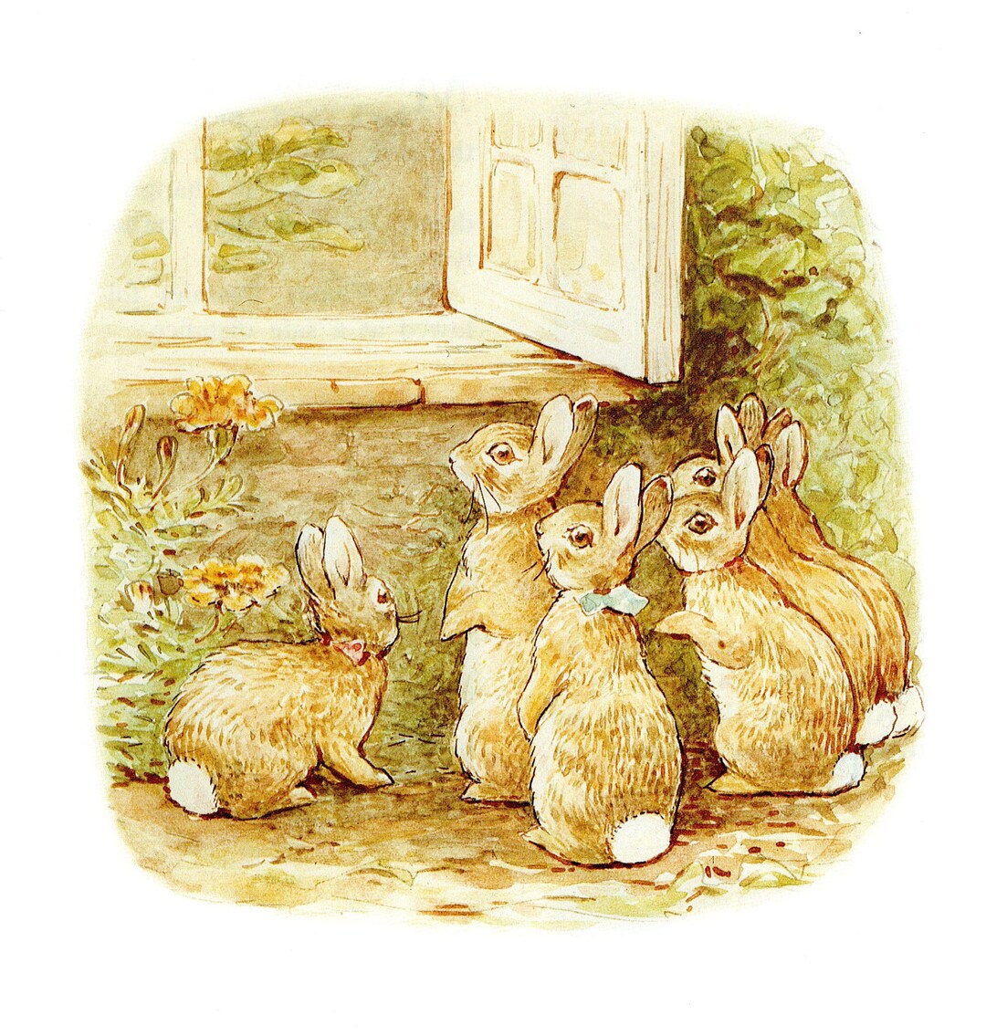 1984 Beatrix Potter Peter Rabbit & Flopsy Bunnies Original Large ...
