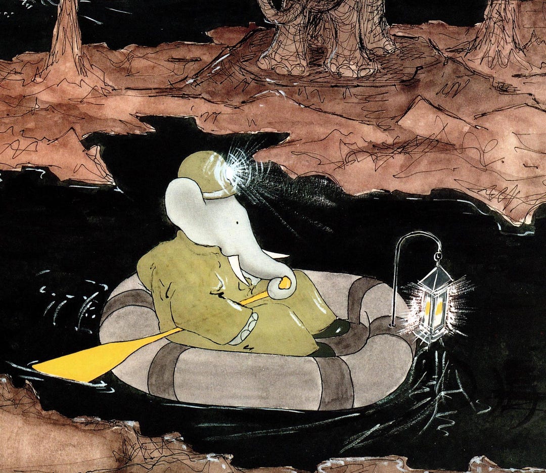 Babar the Elephant Original Large Art Print – Babar & Professor ...