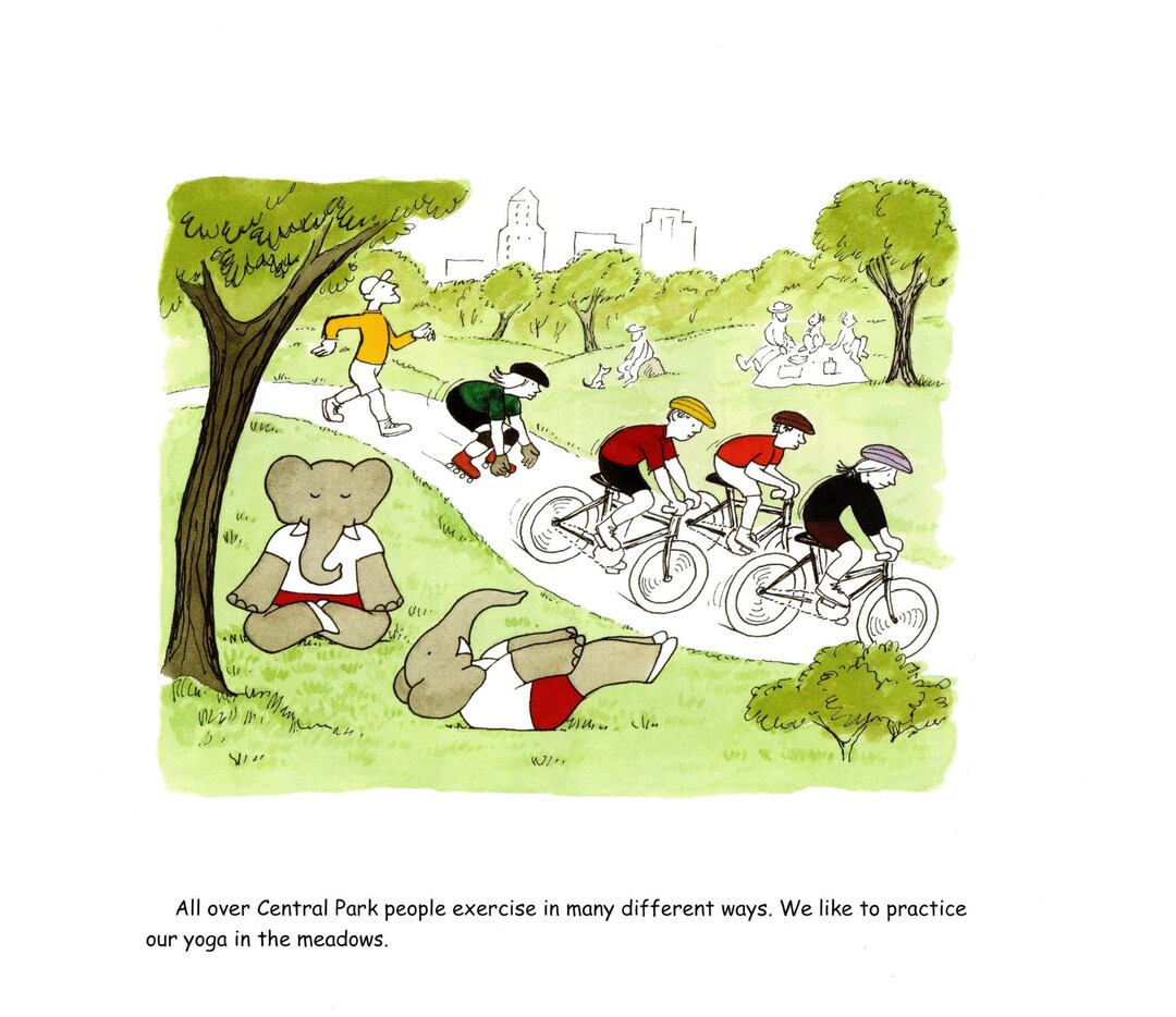 Babar's Yoga in Central Park: Vintage Children's Art Print - Etsy