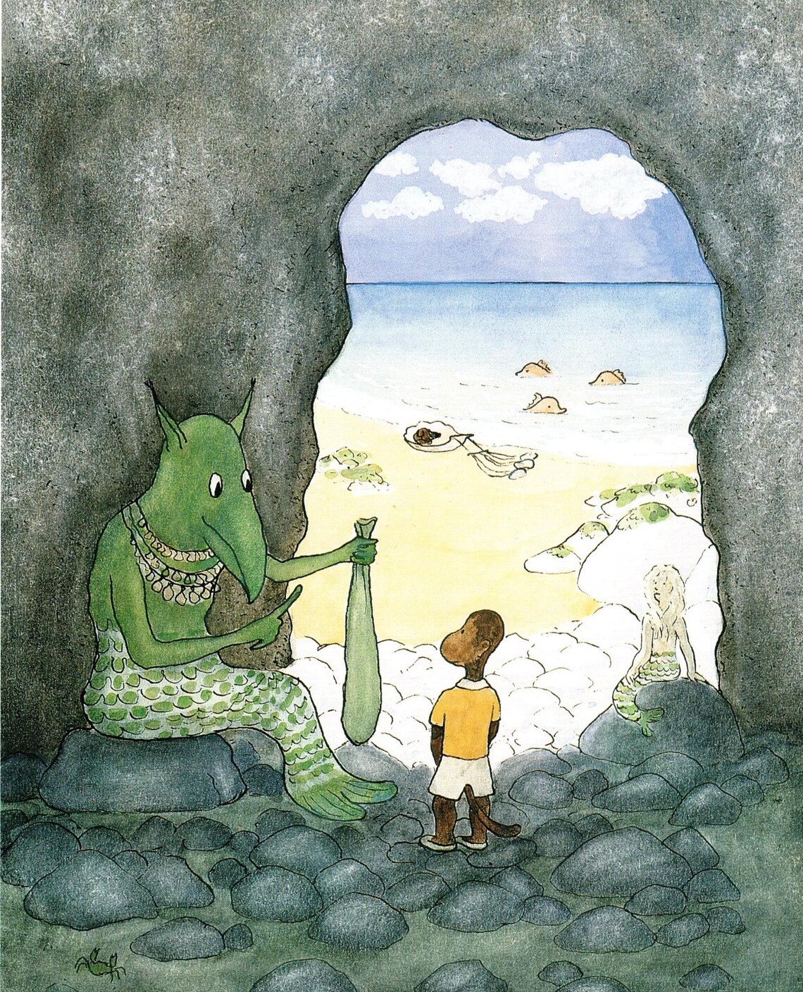 Babar the Elephant Art Print: Zephir and Mermaids, Vintage Nursery ...