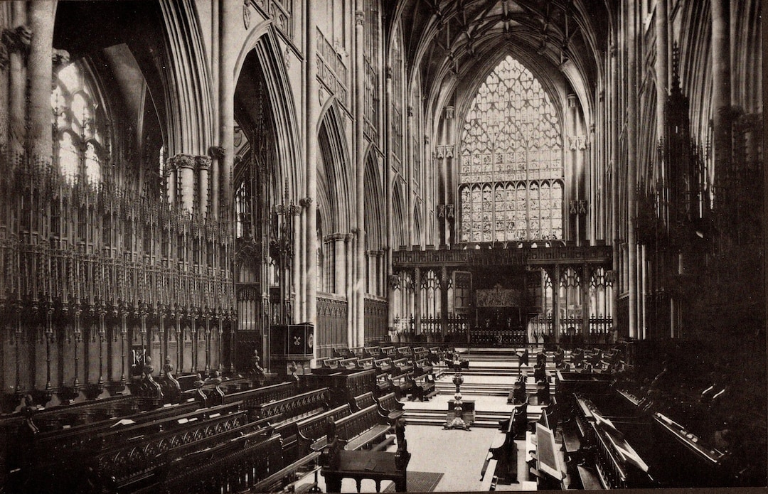 YORK MINSTER, Five Sisters' Window, Yorkshire, England Original Antique ...