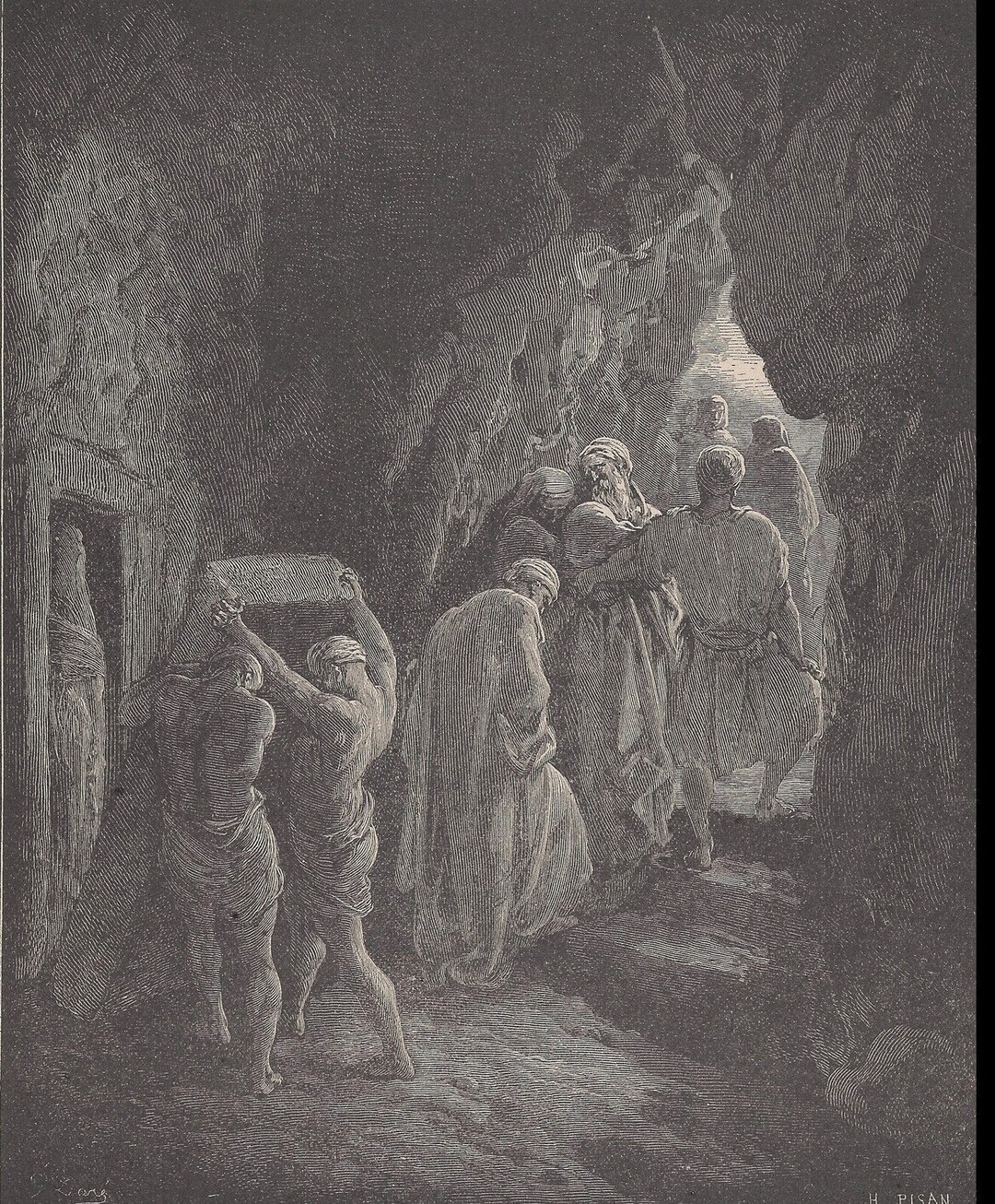 Gustave Doré: "the Burial of Sarah" Antique Engraving, 1887 Bible ...