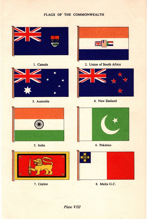 1957 Rare Original Vintage Flag Print Flags of the - Etsy