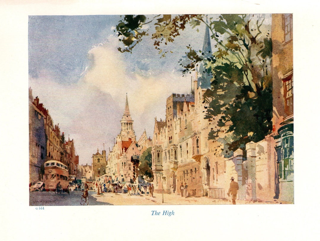 1920s Oxford, England, the High Original Vintage Print - UK Cityscape ...