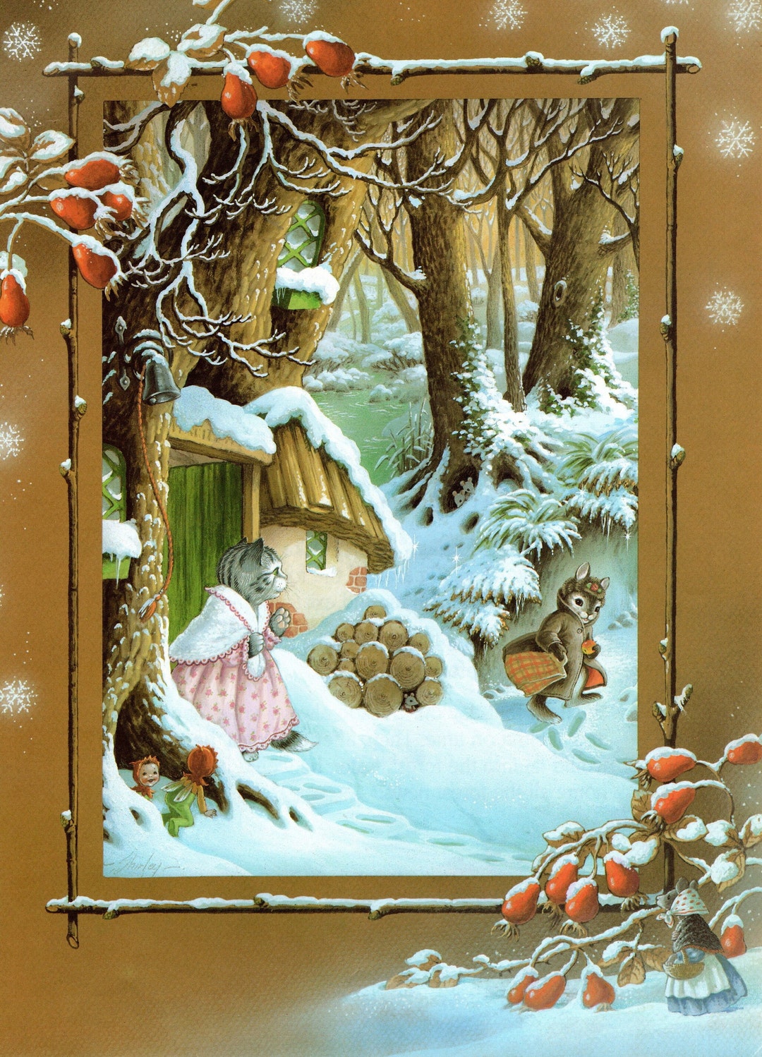 Shirley Barber Vintage Print: Martha B Rabbit Winter Scene - Etsy