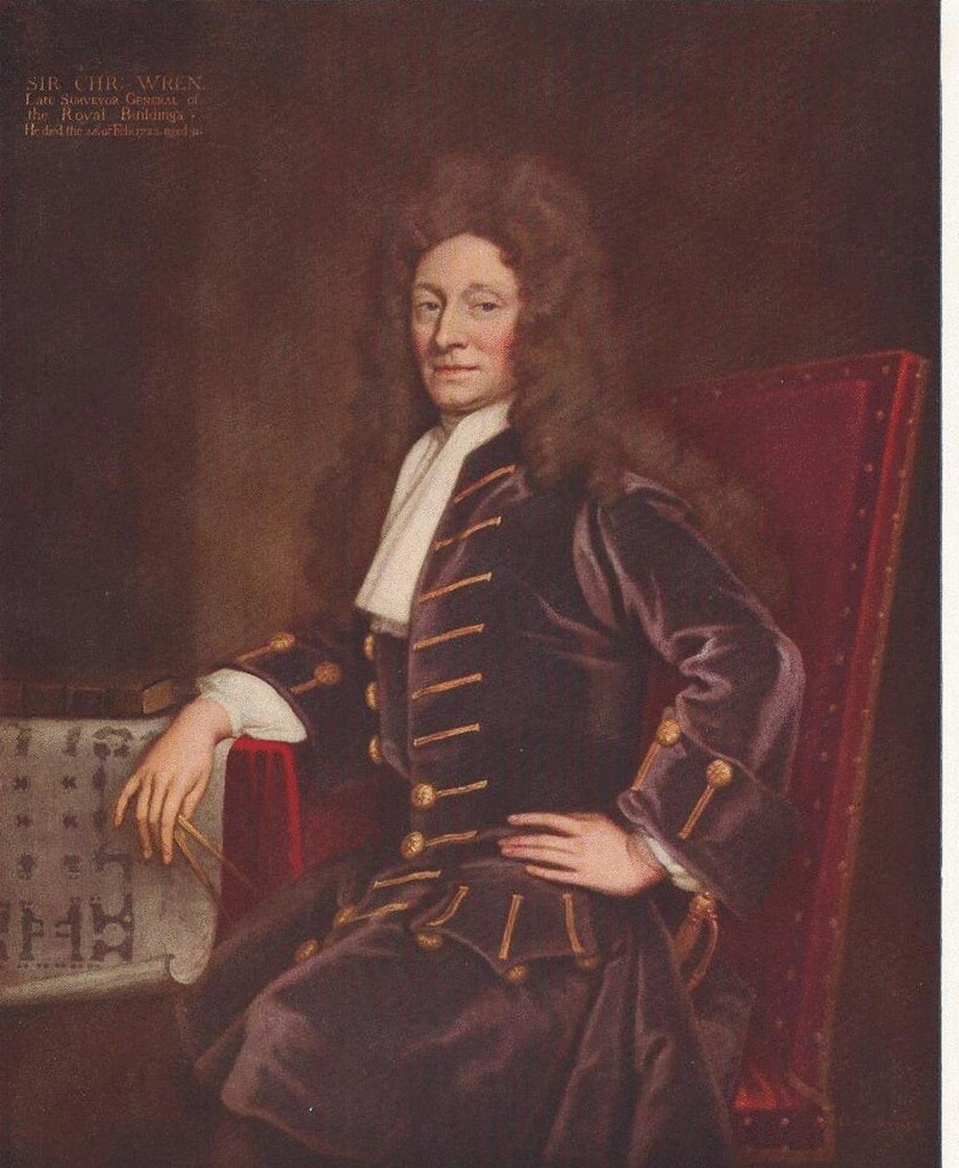 Sir Christopher Wren Vintage Art Print – Godfrey Kneller, 1940 British ...