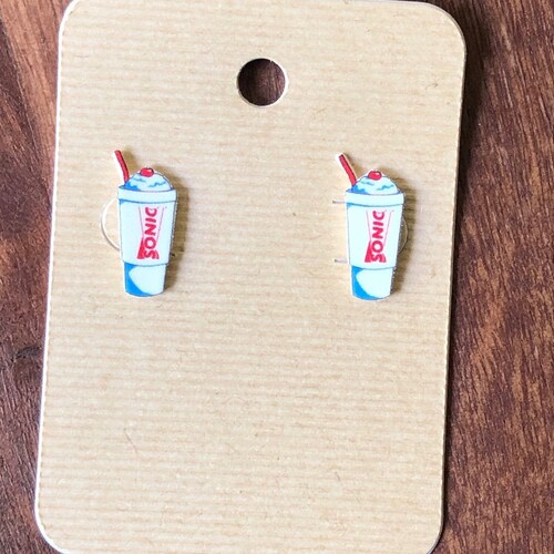 Sonic Earrings Sonic Milkshake Inspired Restaurant Cup Stud - Etsy