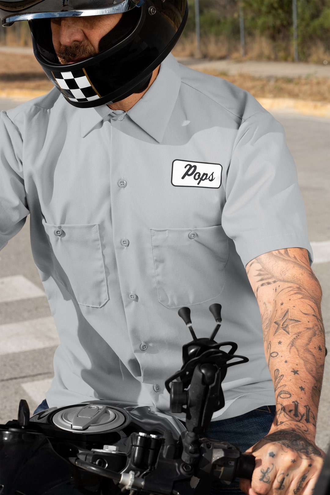 Custom Logo Name Tag Work Shirt Name Tag Work Shirt Motorcycle Dad 