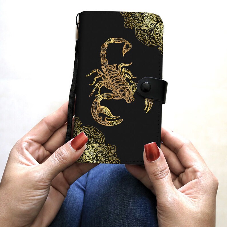 Scorpio Zodiac Phone Wallet Case, Scorpion Lover Gift Idea, Smartphone ...