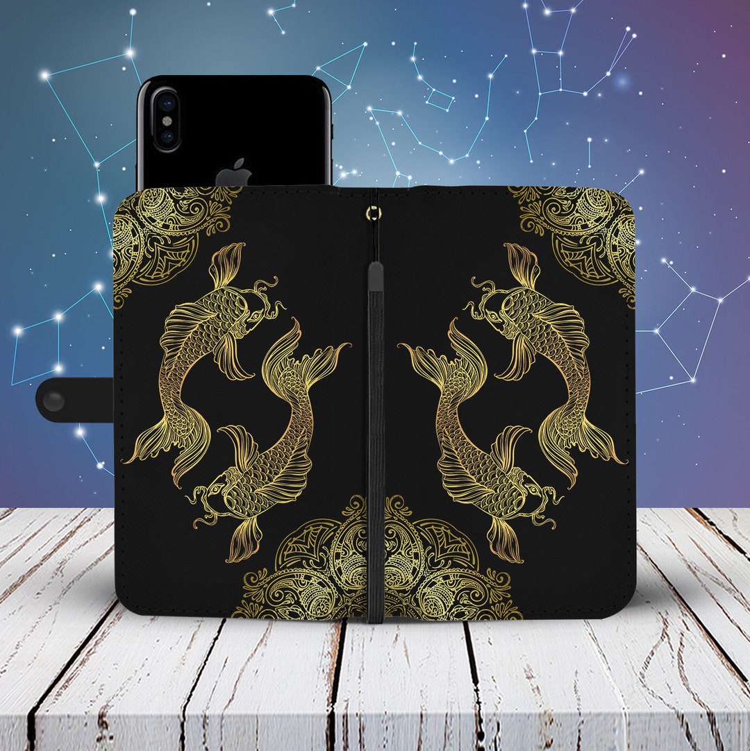 Pisces Zodiac Phone Wallet Case, Fish Lover Gift Idea, Smartphone Card ...