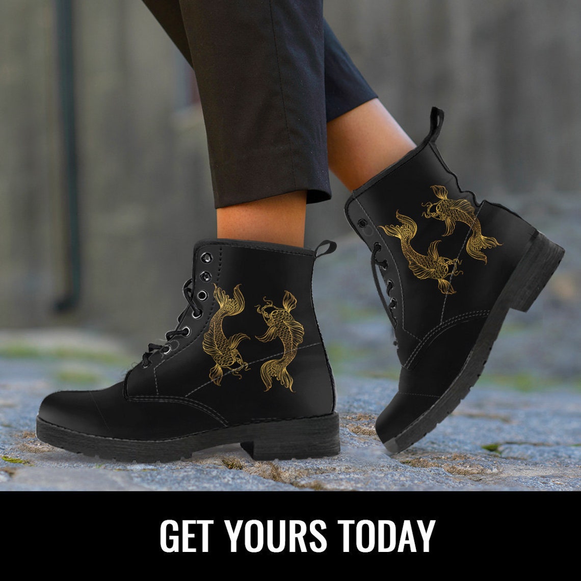 Pisces Zodiac Boots Booties, Pisces Boots, Fishes Shoes Art, Fish Lover ...