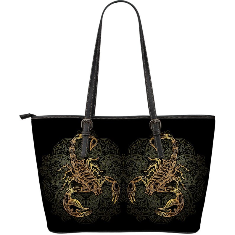 Scorpio Zodiac Book Shopping PU Leather Tote Bag, Scorpion Market Bag ...