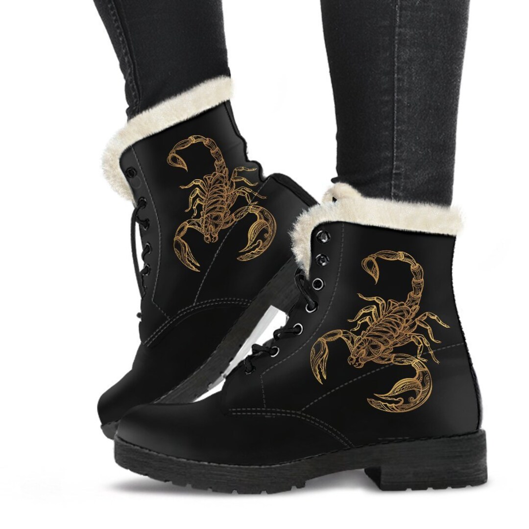 Scorpio Zodiac Faux Fur Boots, Scorpion Art Booties, Scorpion Lover ...
