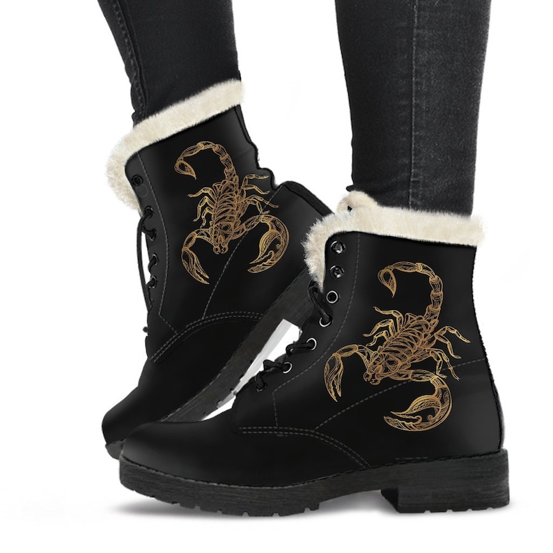 Scorpio Zodiac Faux Fur Boots, Scorpion Art Booties, Scorpion Lover ...