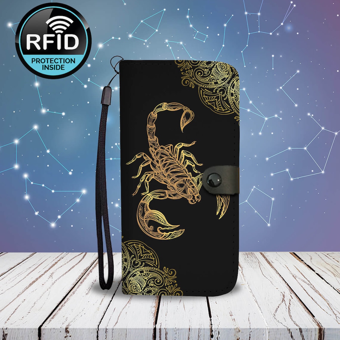 Scorpio Zodiac Phone Wallet Case, Scorpion Lover Gift Idea, Smartphone ...
