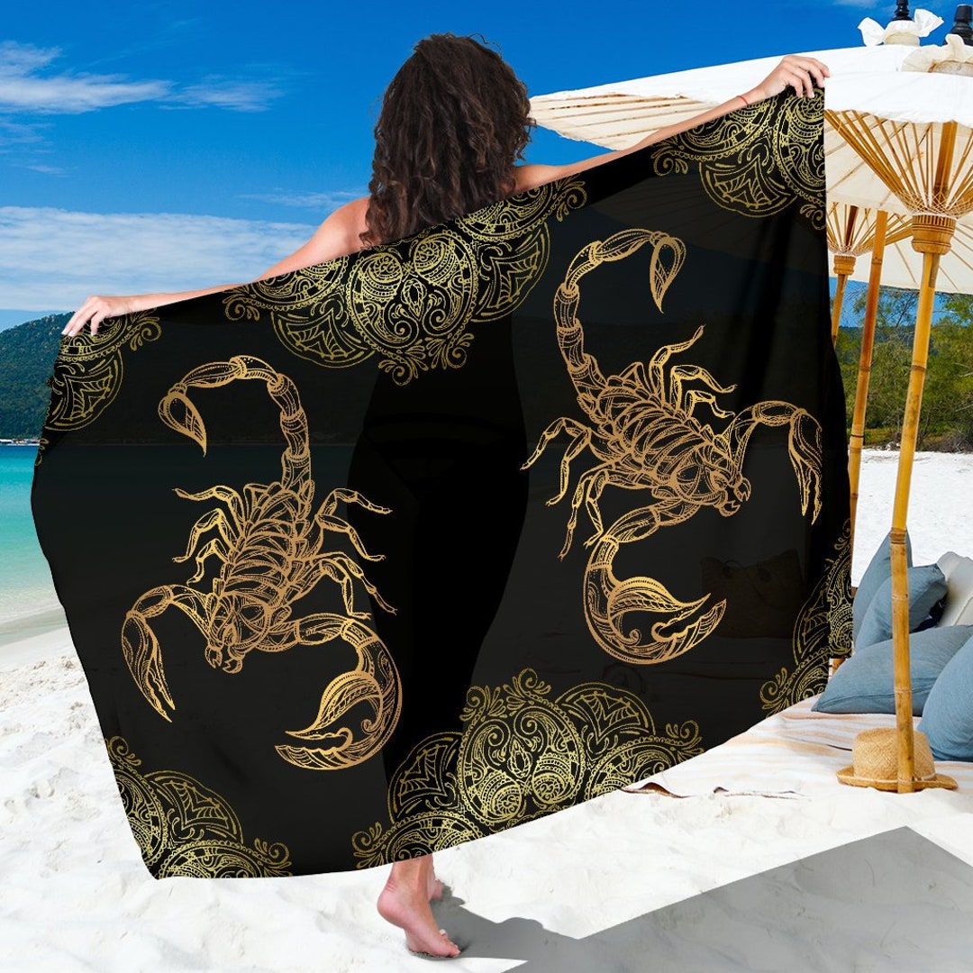 Scorpio Zodiac Sarong Scarf, Scorpion Lover Gift, Pretty Scorpion Beach ...