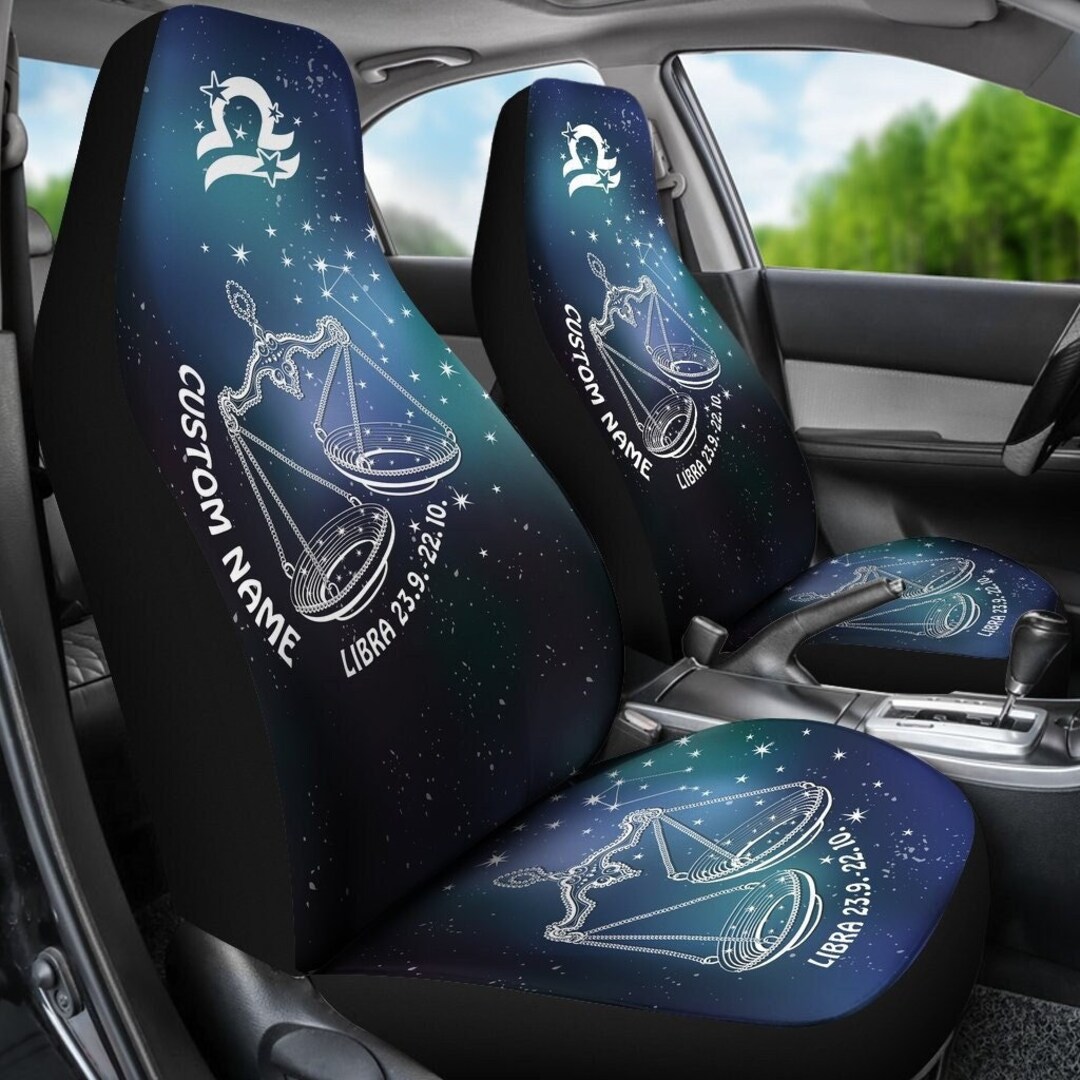 Personalized Libra Horoscope Zodiac Star Sign Car Seat Covers, Front ...