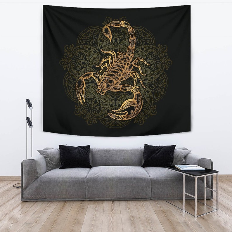 Scorpion Living Room Bedroom Tapestry, Scorpio Zodiac Star Sign Art ...