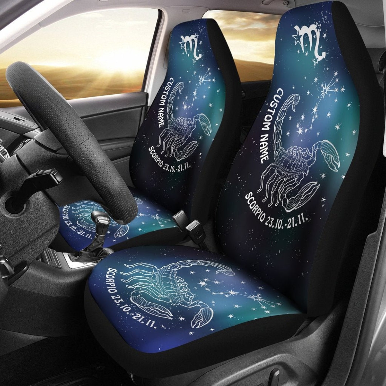 Personalized Scorpio Horoscope Zodiac Star Sign Car Seat Covers, Front ...