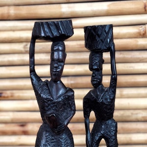 VINTAGE Hand Carved African Figurines, Set of 2 Kenyan Wood Art ...