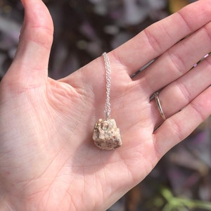 Pink Granite Stone Pendant Necklace - Beautiful Pink Granite and Quartz ...