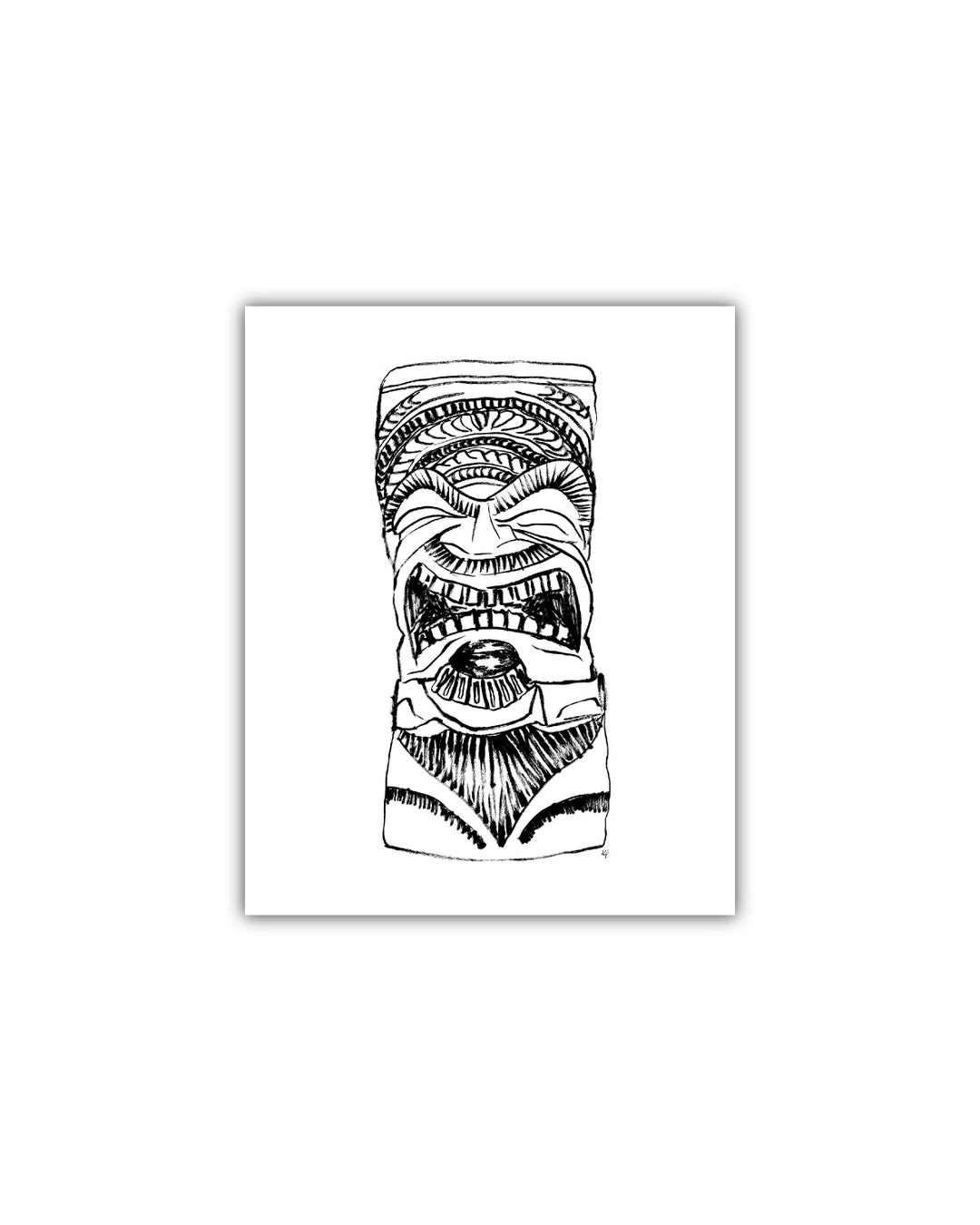 Hawaiian Tiki Mask Art Print - Hand Painted Tiki Wall Art Printed on ...