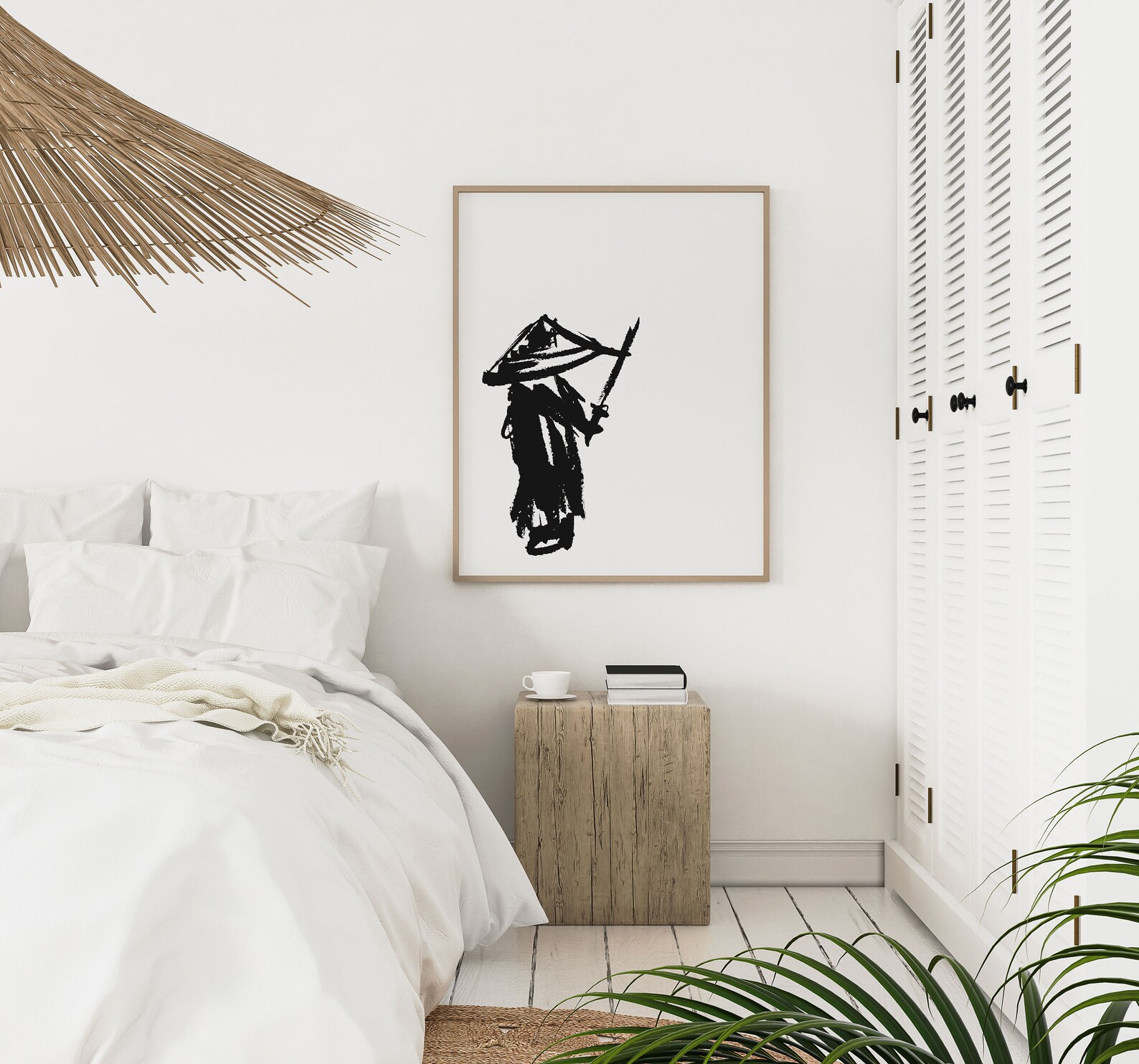 Japanese Monk Art Print Hand Painted Minimal Monk Printed on - Etsy