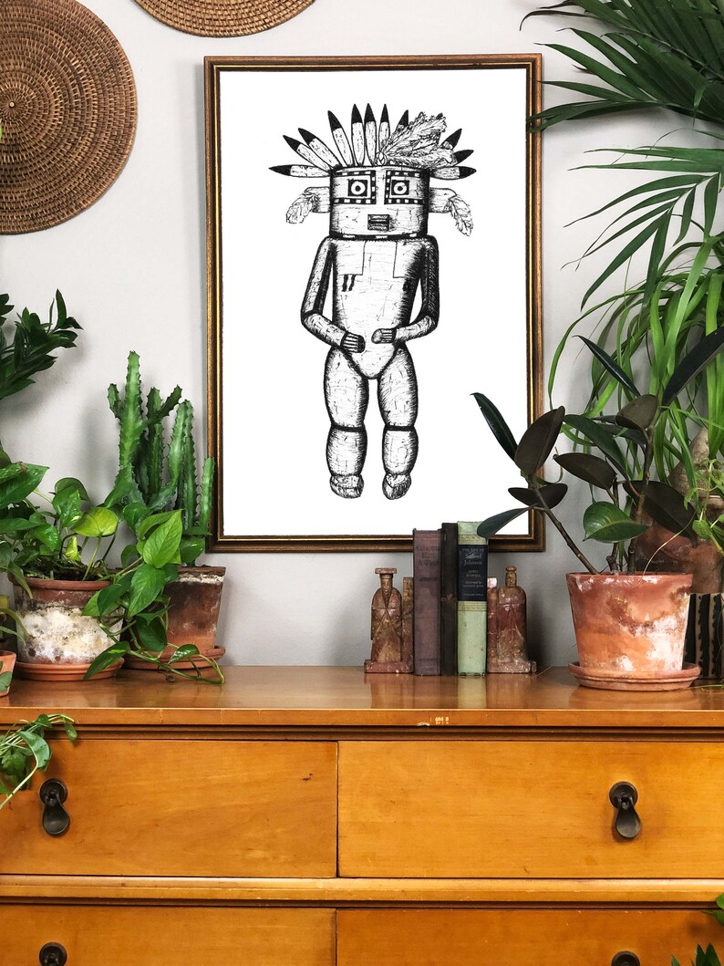 Hopi Kachina Inspired Art Print - Hand-illustrated Hopi Kachina Style ...