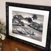 Vintage Oriental Art Asian Ink Painting in Black Wooden Frame Unique ...