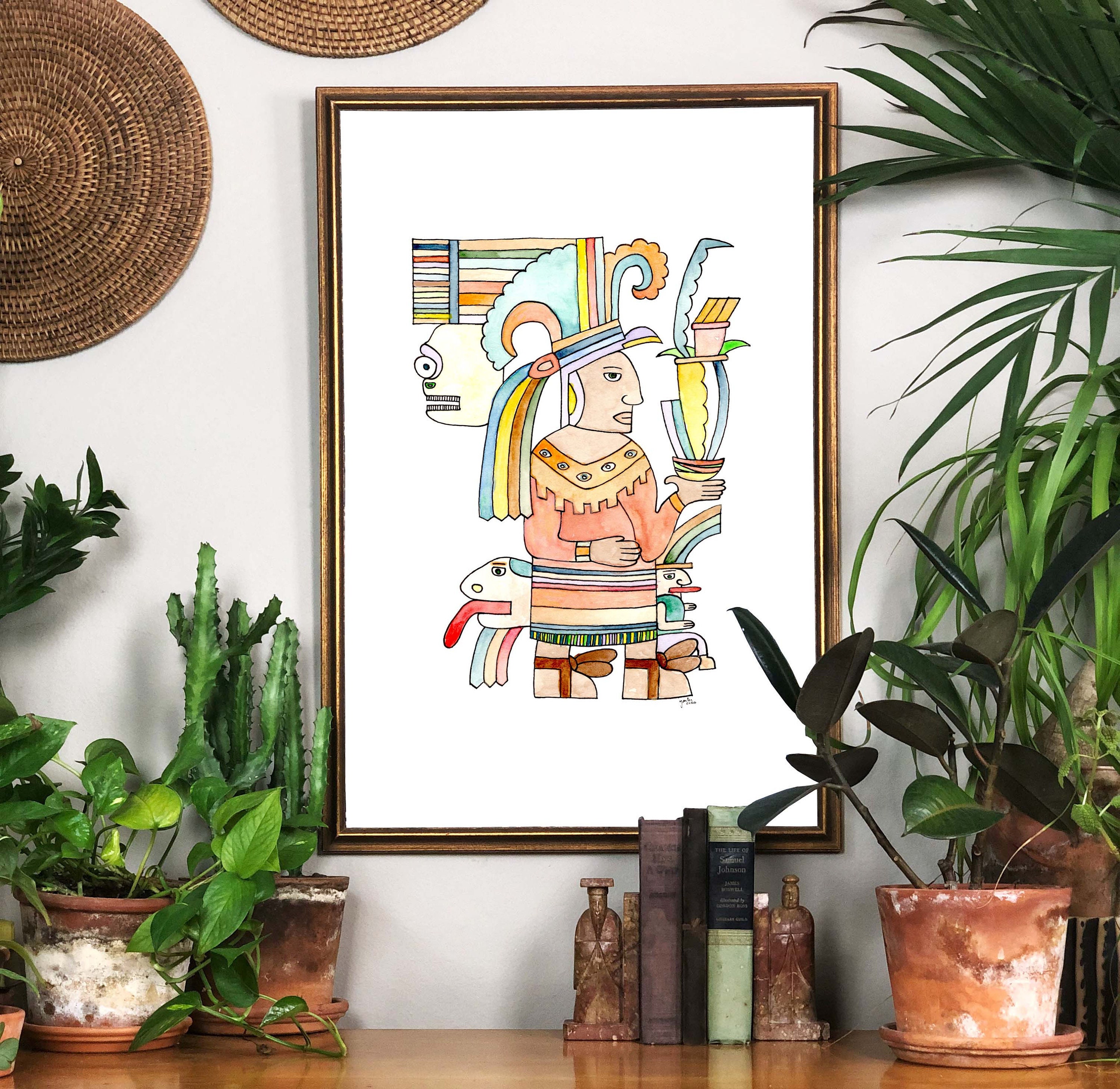 Mayan Gods Fine Art Print Hand-painted Watercolor Mayan Gods - Etsy