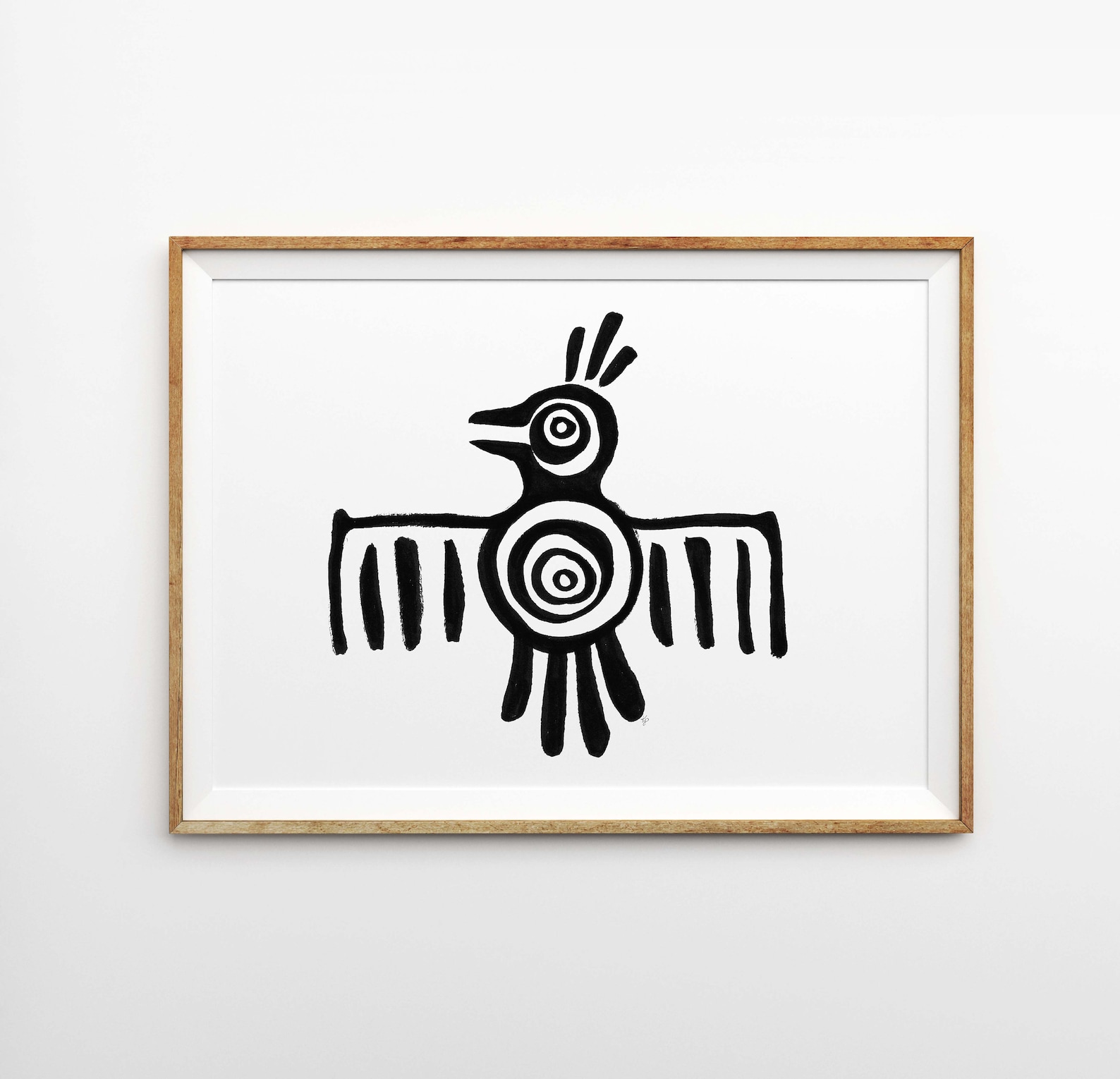 Mayan Eagle Art Print - Hand Painted Minimal Mayan Folk Eagle Printed ...