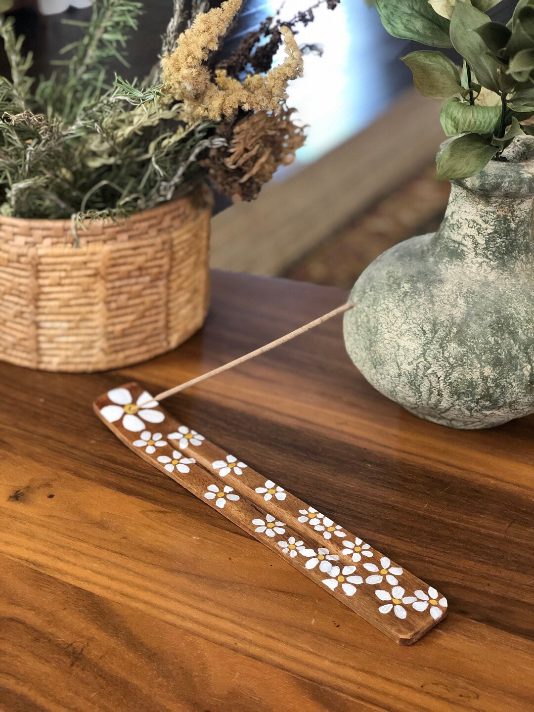 Handmade Wooden Incense Holder Hand Painted White Daisies - Etsy
