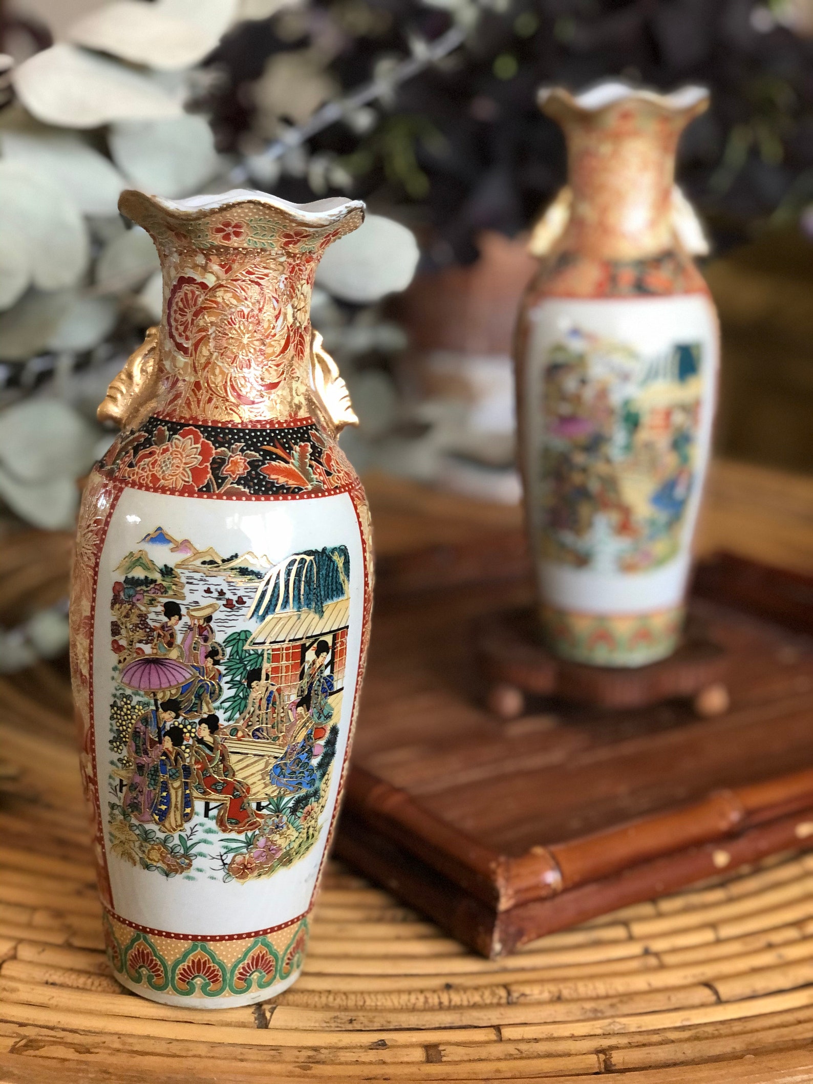 Vintage Porcelain Ceramic Japanese Geisha Vase - Beautiful Japanese ...