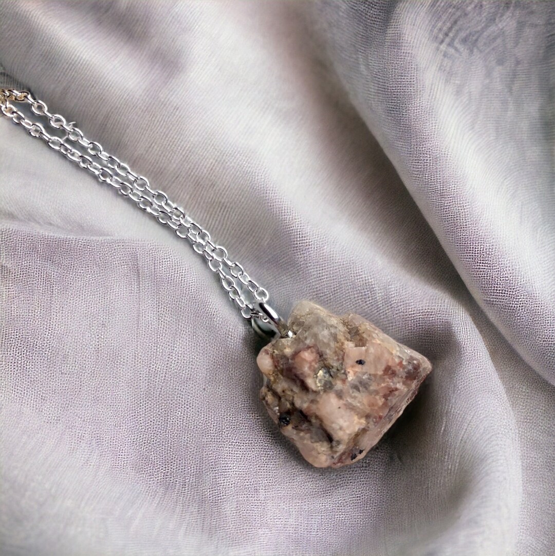 Pink Granite Stone Pendant Necklace - Beautiful Pink Granite and Quartz ...