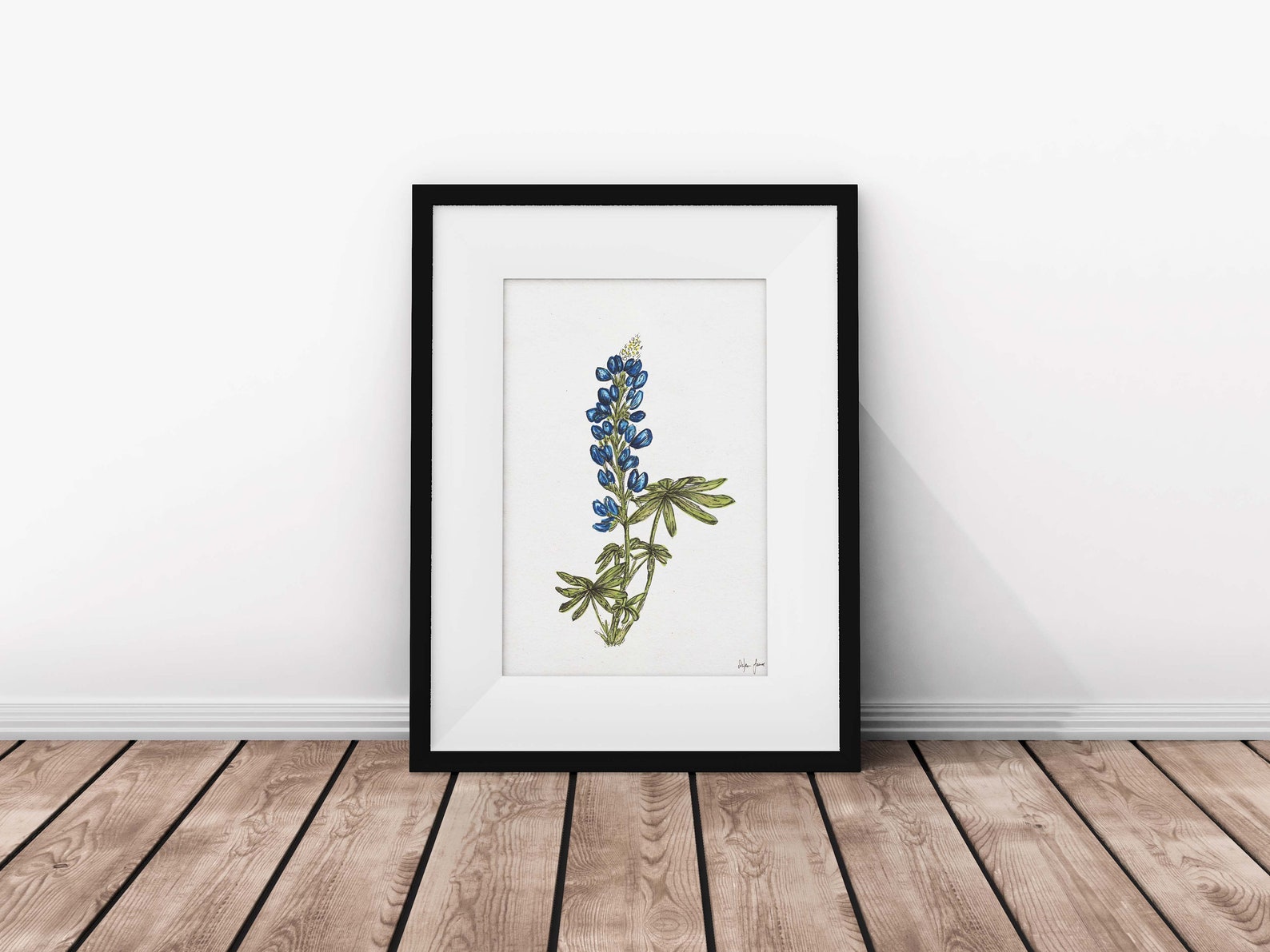 Texas Bluebonnets Art Print Hand Illustrated Texas - Etsy