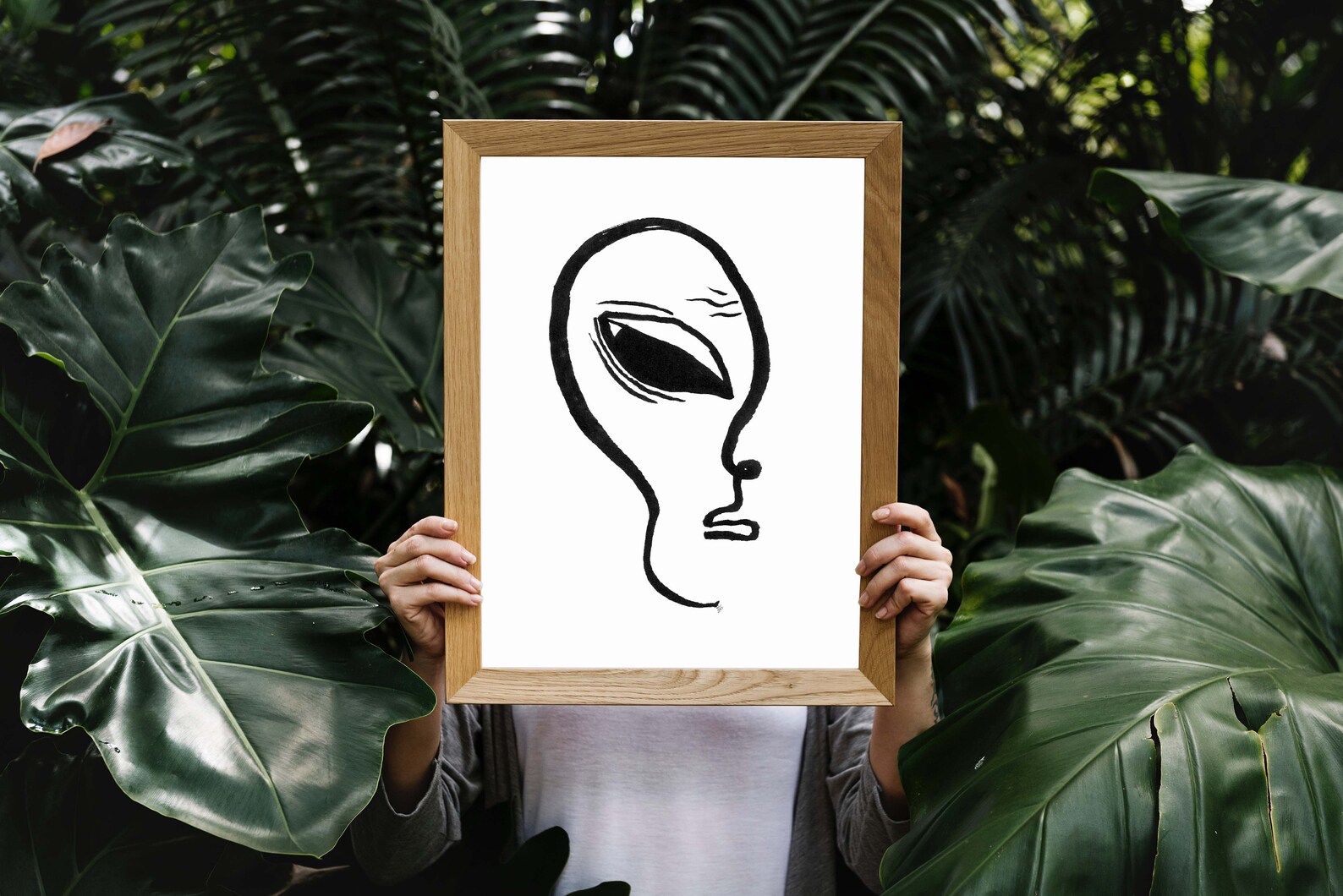 Contour Alien Head Art Print Hand Painted Alien Printed on - Etsy
