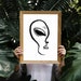 Contour Alien Head Art Print Hand Painted Alien Printed on Heavy Matte ...
